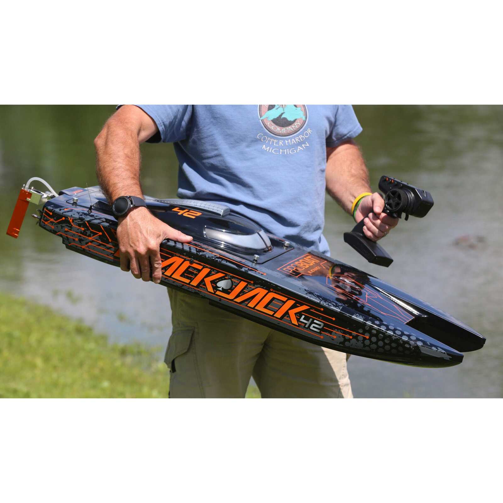 Pro Boat Blackjack 42 Brushless 8S Catamaran RTR Black Orange PRB08043T1